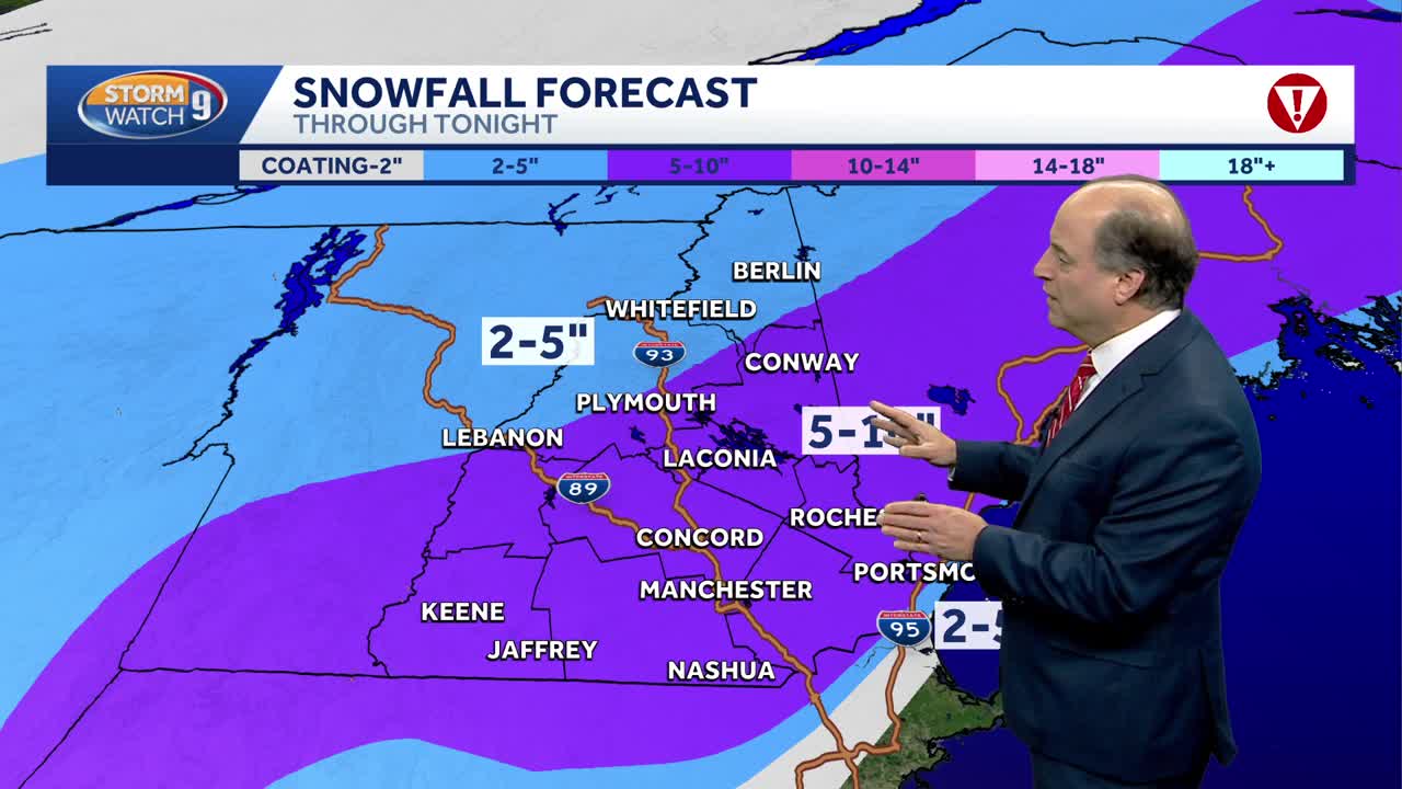 Snow continues in New Hampshire; several inches of snow expected for many