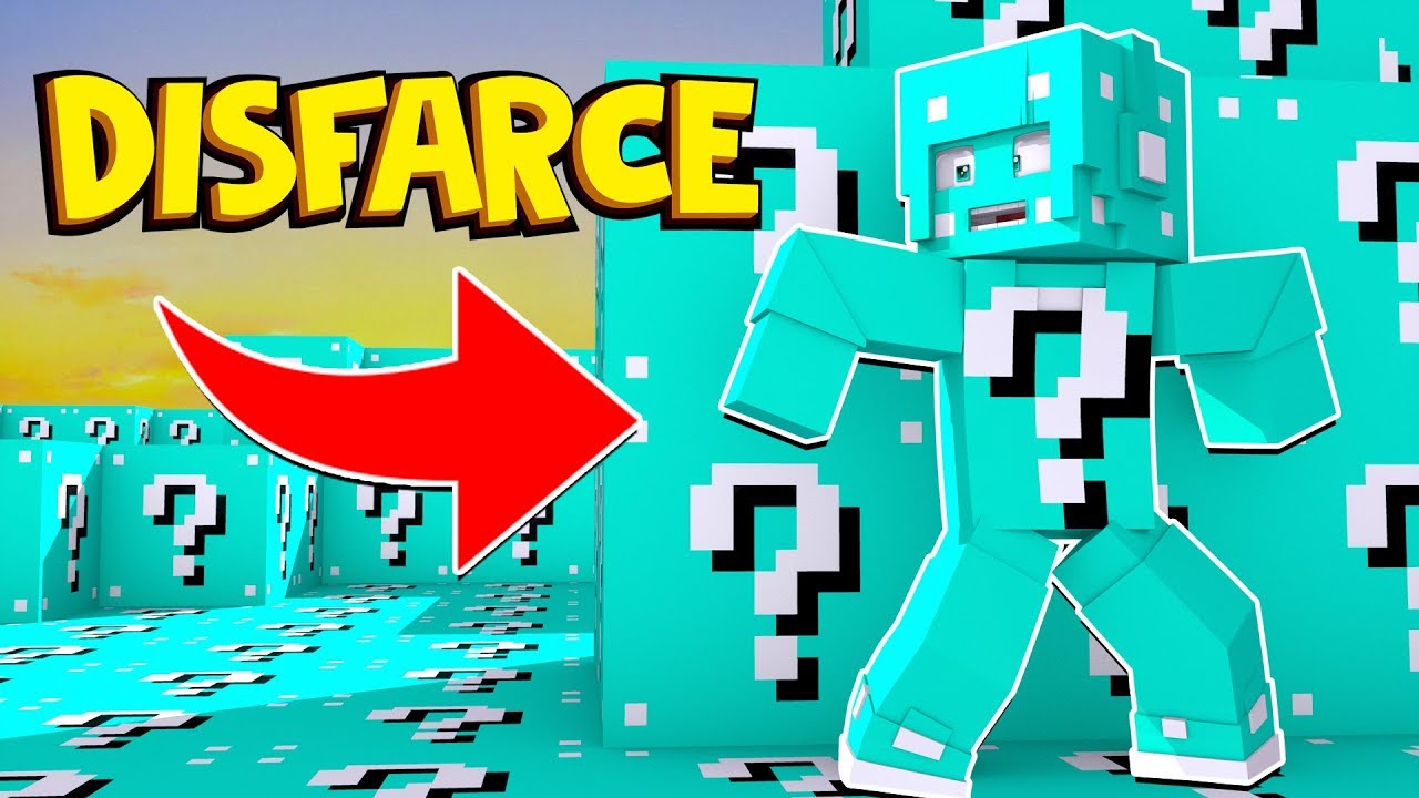 Minecraft: Disfarce de lucky block azul - (esconde-esconde)