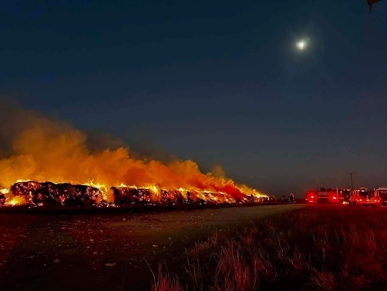 Fire crews battle large hay bale fire near Seminole
