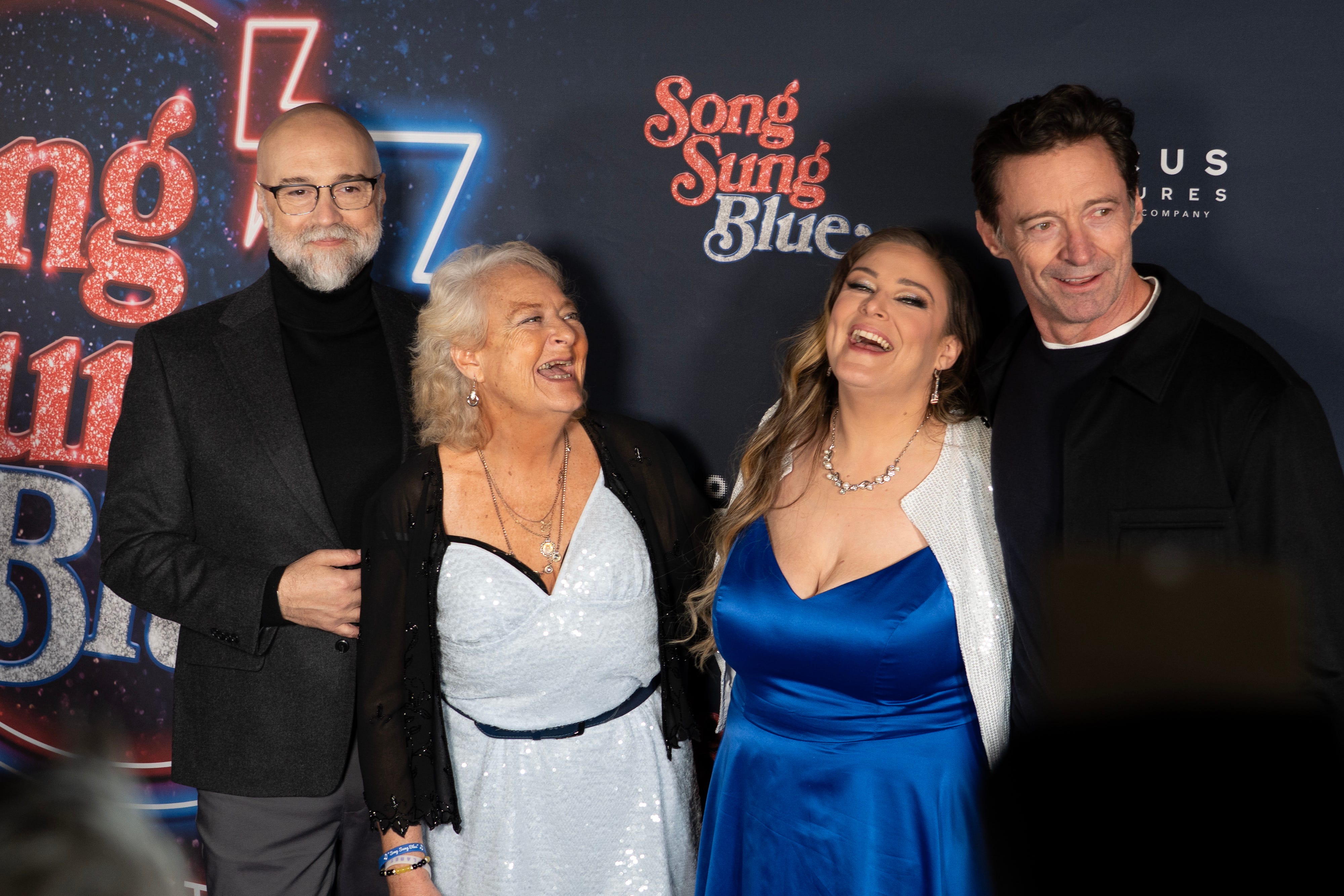 Hugh Jackman 'celebrates Milwaukee' at 'Song Sung Blue' premiere
