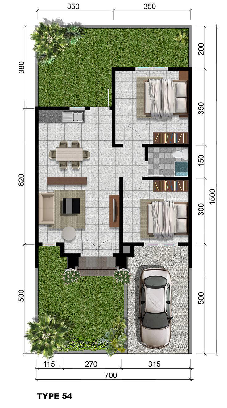 5 Ide Denah Rumah Tipe 54 dengan Konsep Minimalis dan Modern