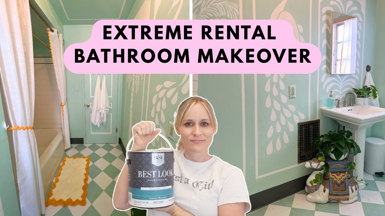This colorful rental bathroom makeover looks completely different