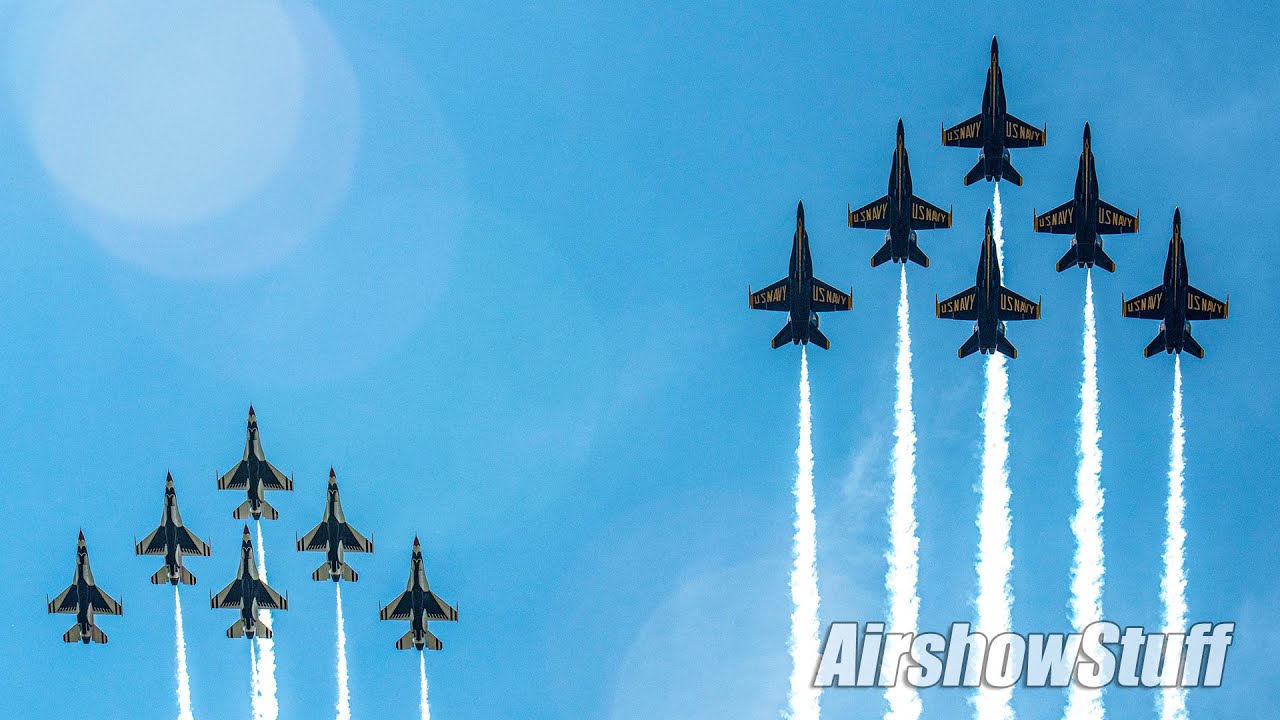 Watch the Blue Angels and Thunderbirds fly together over US cities
