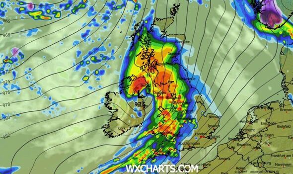 UK weather maps turn orange as Britain ‘disappears' under huge 812-mile ...