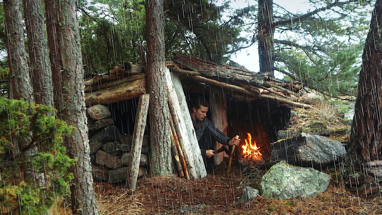 Island Bushcraft Camping with Rainy Weather Experience