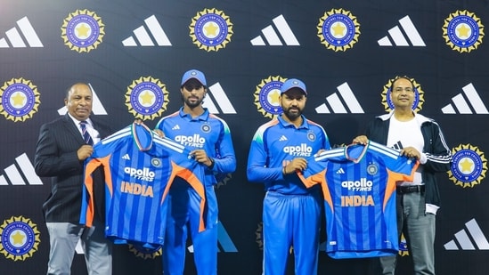 India's new jersey for T20 World Cup unveiled by Rohit Sharma and Tilak ...