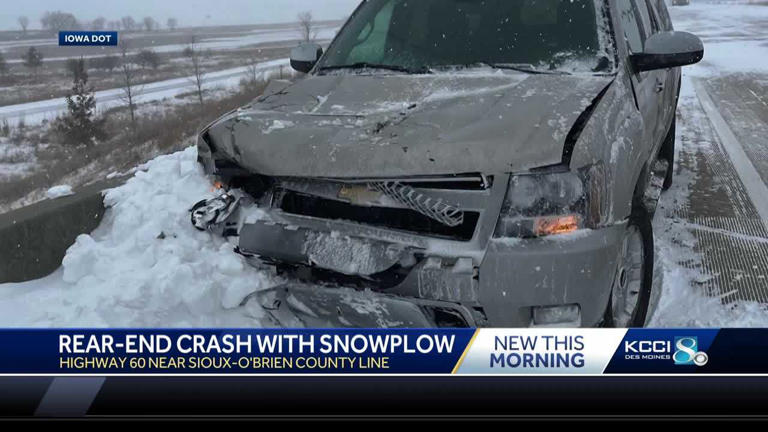 Iowa DOT shares video of car rear-ending snowplow in northwest Iowa