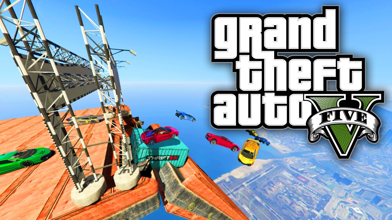 GTA 5 online - biggest airport mega ramp + fail! (GTA V online)