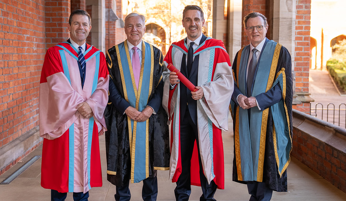 Gary Neville collects honorary doctorate in Belfast with proud wife ...