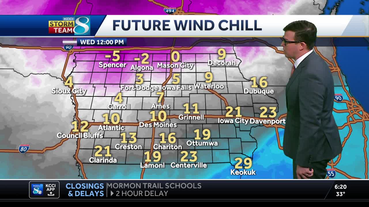 Iowa weather: Bone chilling cold moves in tonight