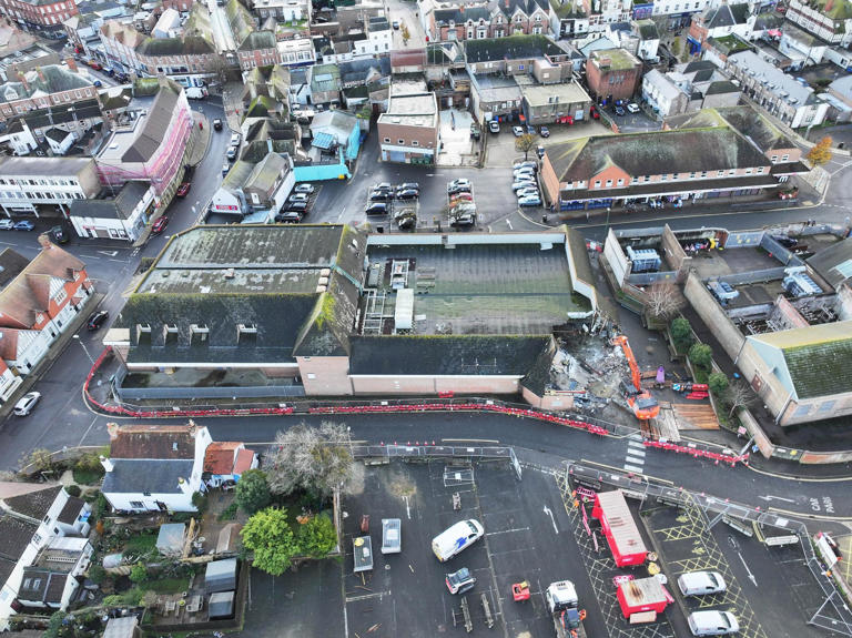 New pictures and video show demolition of West Sussex supermarket – to ...
