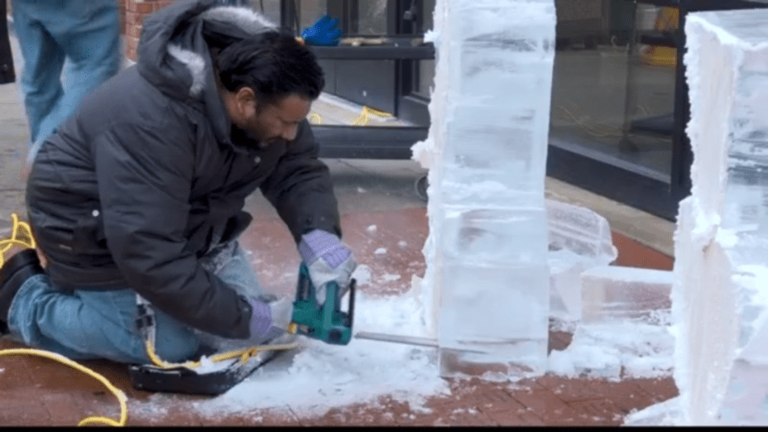West Virginia college students design, carve their own ice sculptures