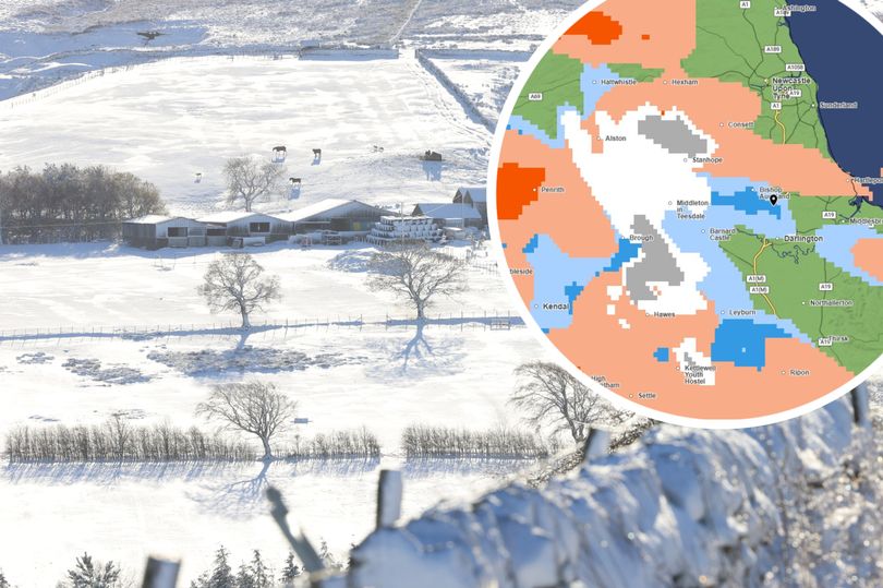 Exactly where and when snow is set to fall in North East according to ...