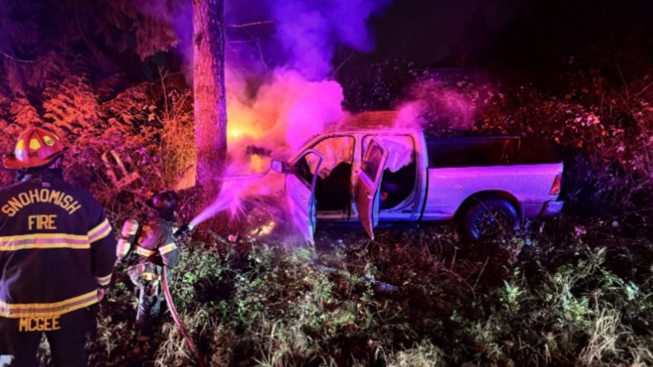 Driver pulled out of pickup truck after fiery crash on SR 9 in ...