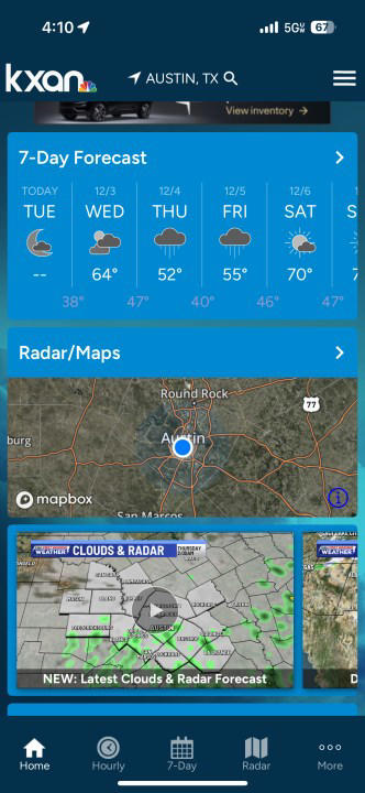 Update the KXAN weather app for new features