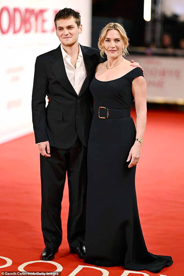 Kate Winslet looks elegant in a black gown as she and her son Joe, 21 ...