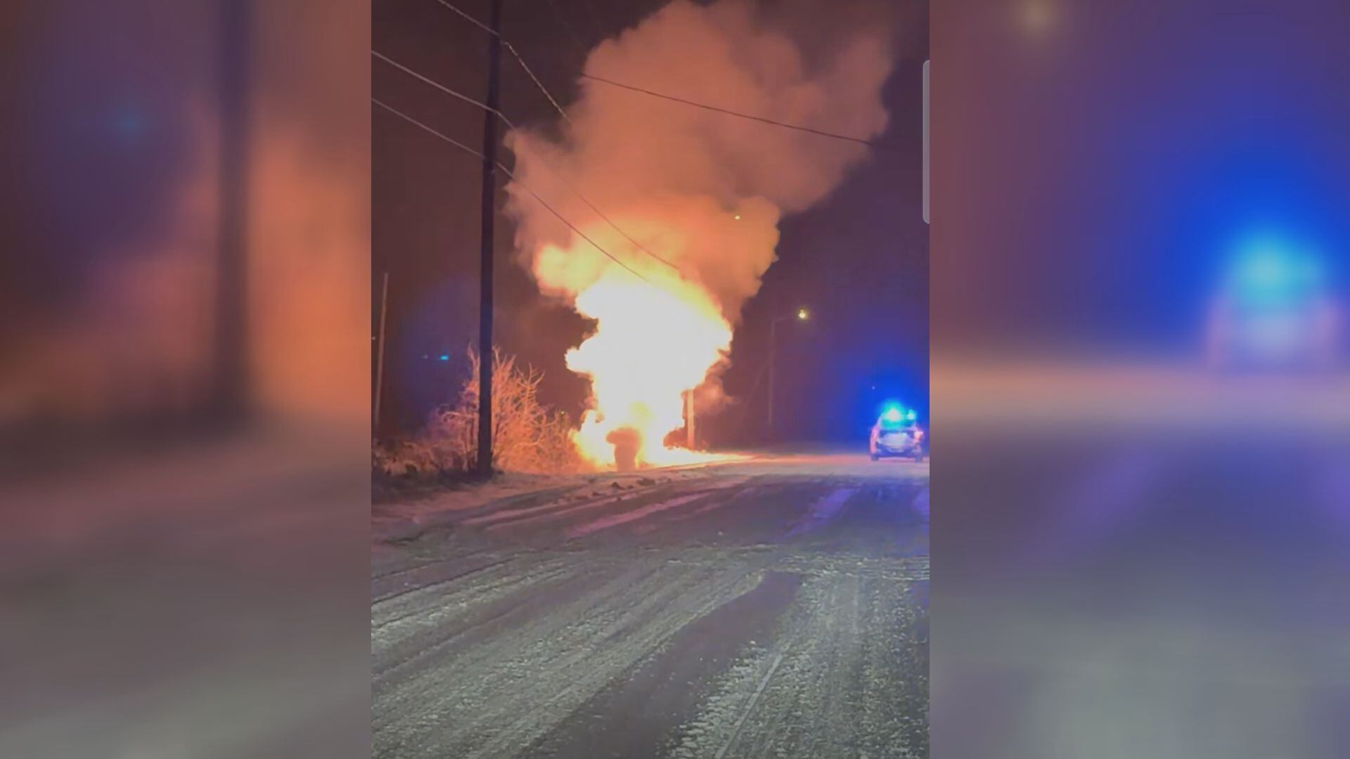 Downed powerline catches fire in Caribou