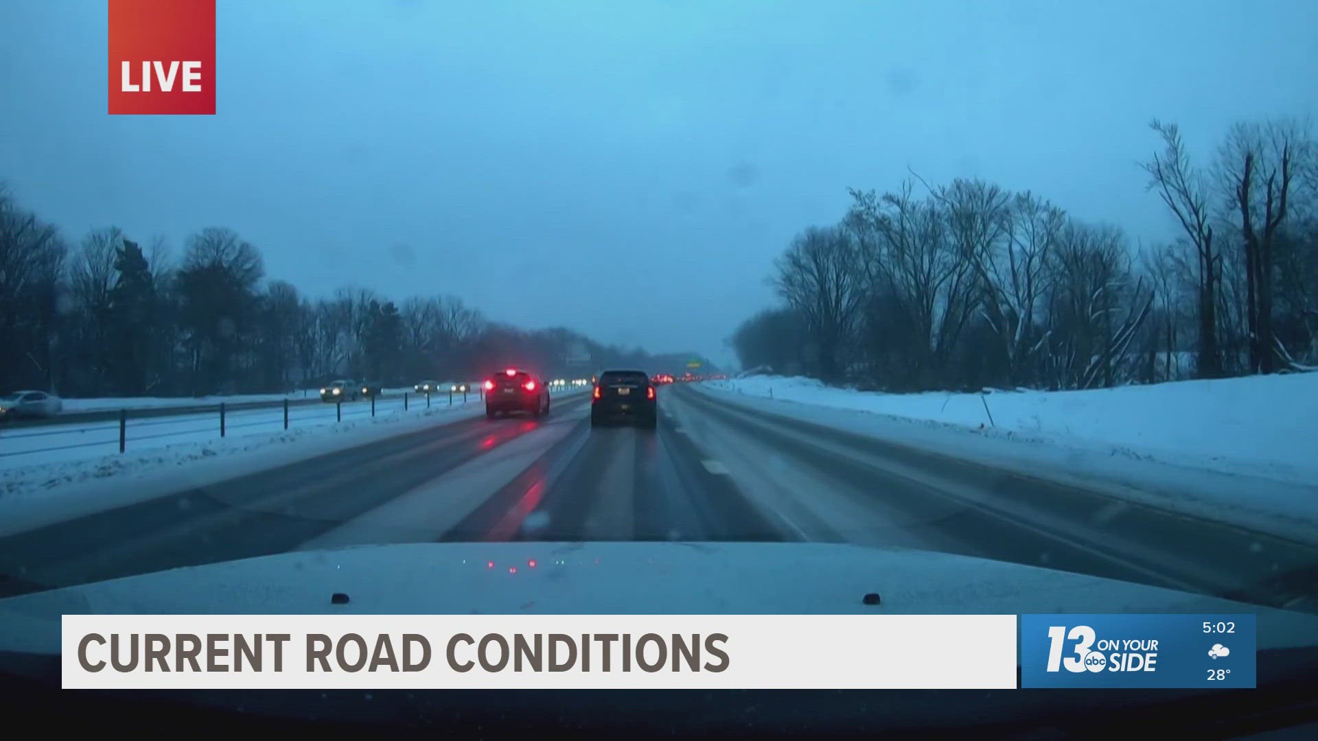 Freezing drizzle and cold temperatures make for slippery road conditions