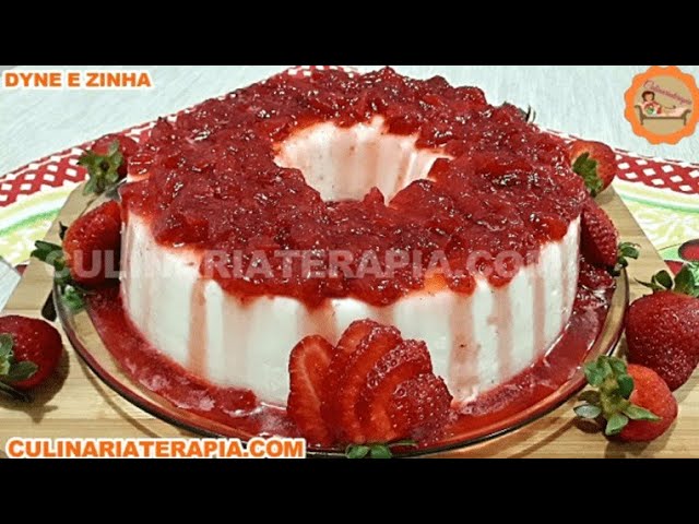 Como Faer Manjar de Coco com Calda de Morangos