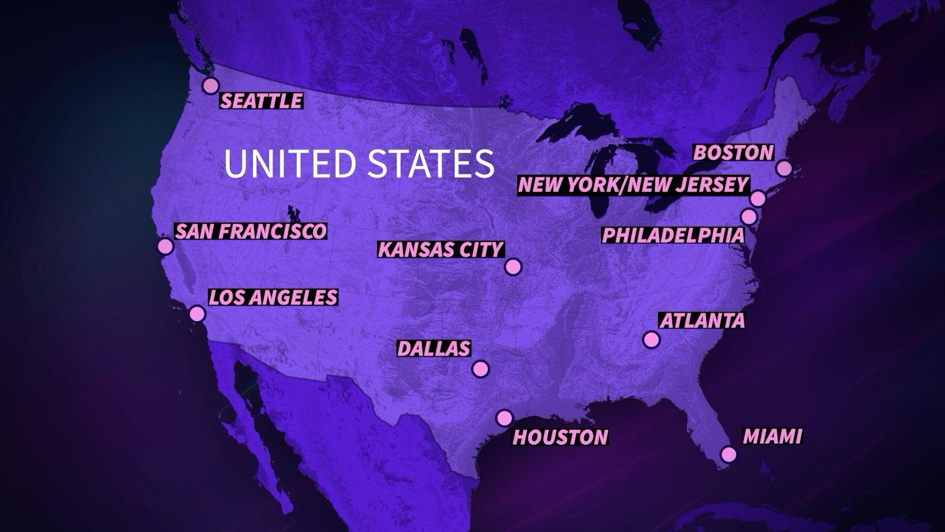 Animated map: Venues for the 2026 World Cup