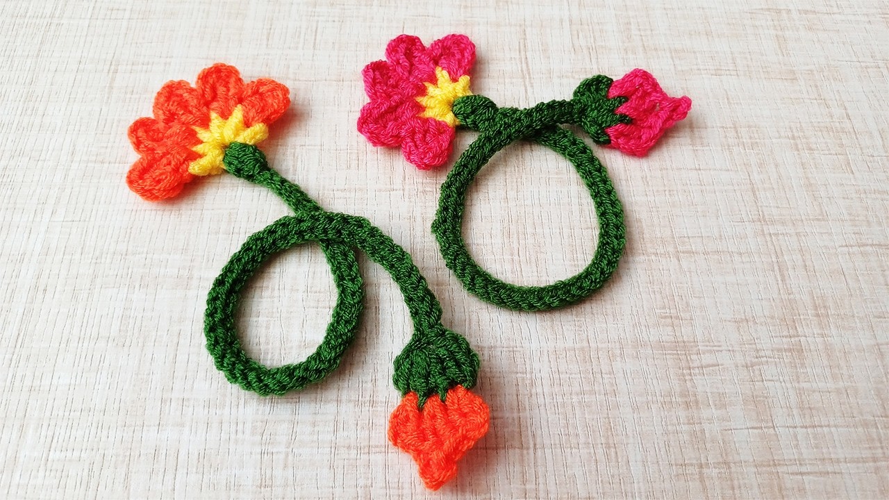 Very beautiful flower and bud bookmark crochet tutorial – crochet ...
