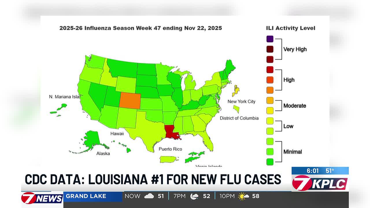 Louisiana leads US in reported flu, upper respiratory cases, CDC data shows