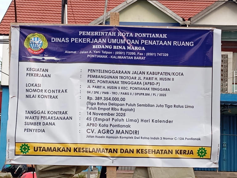 Menelisik Proyek Trotoar di Jalan Paris Haji Husin 2 Pontianak, Ada ...