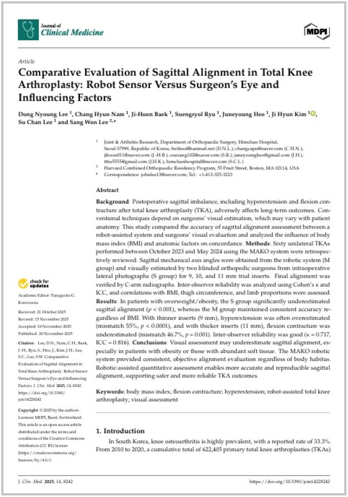 Himchan Hospital presents a paper on the accuracy of alignment of the ...