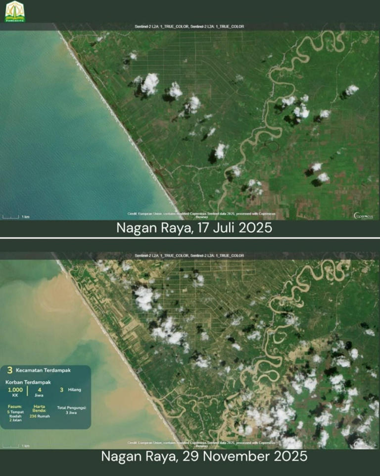 Potret Citra Satelit dan Sebelum Aceh Dilanda Banjir Bandang dan Longsor