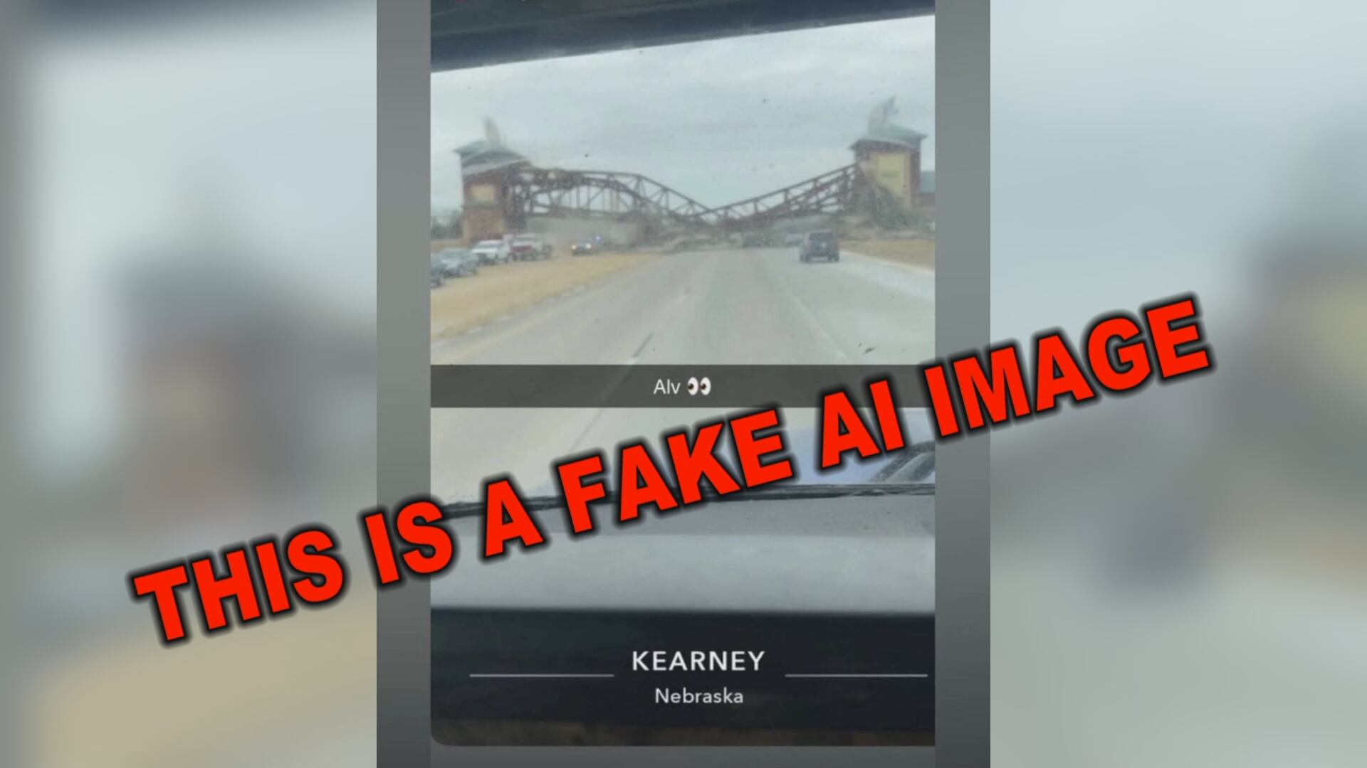 Kearney Archway still standing, fake collapse image circulates online