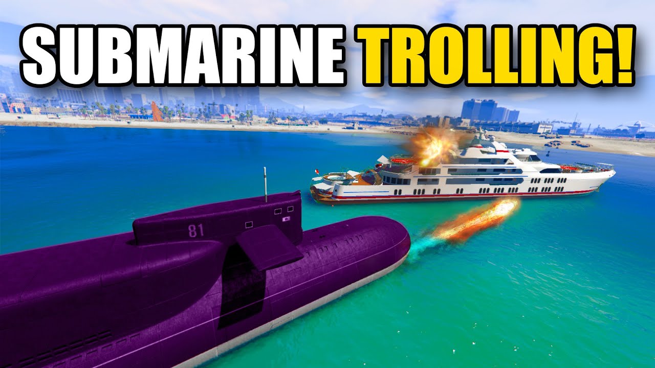 Destroying my little brother's yacht! *Submarine trolling!* | GTA 5 ...