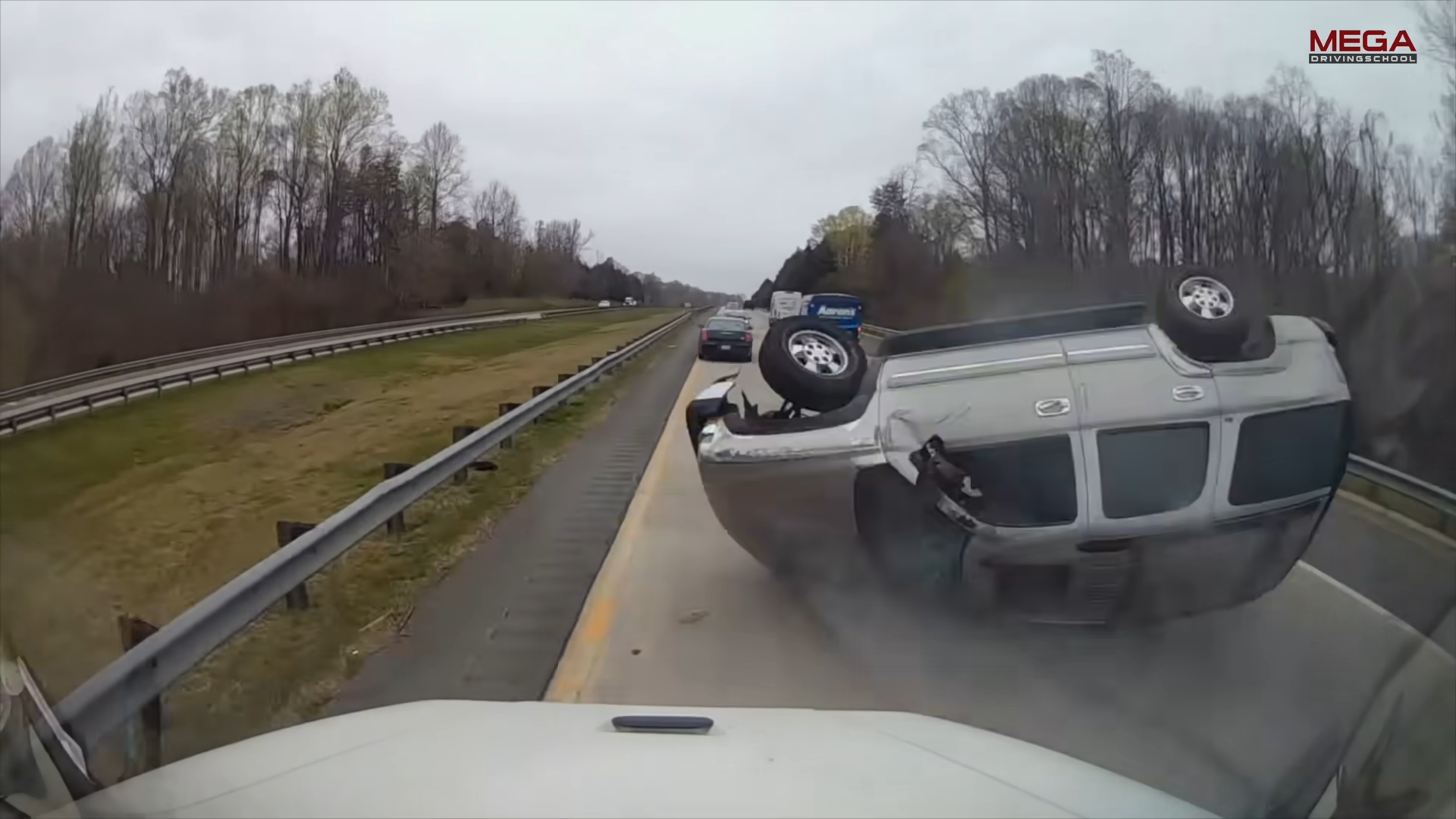 Driver loses control as car overturns in seconds