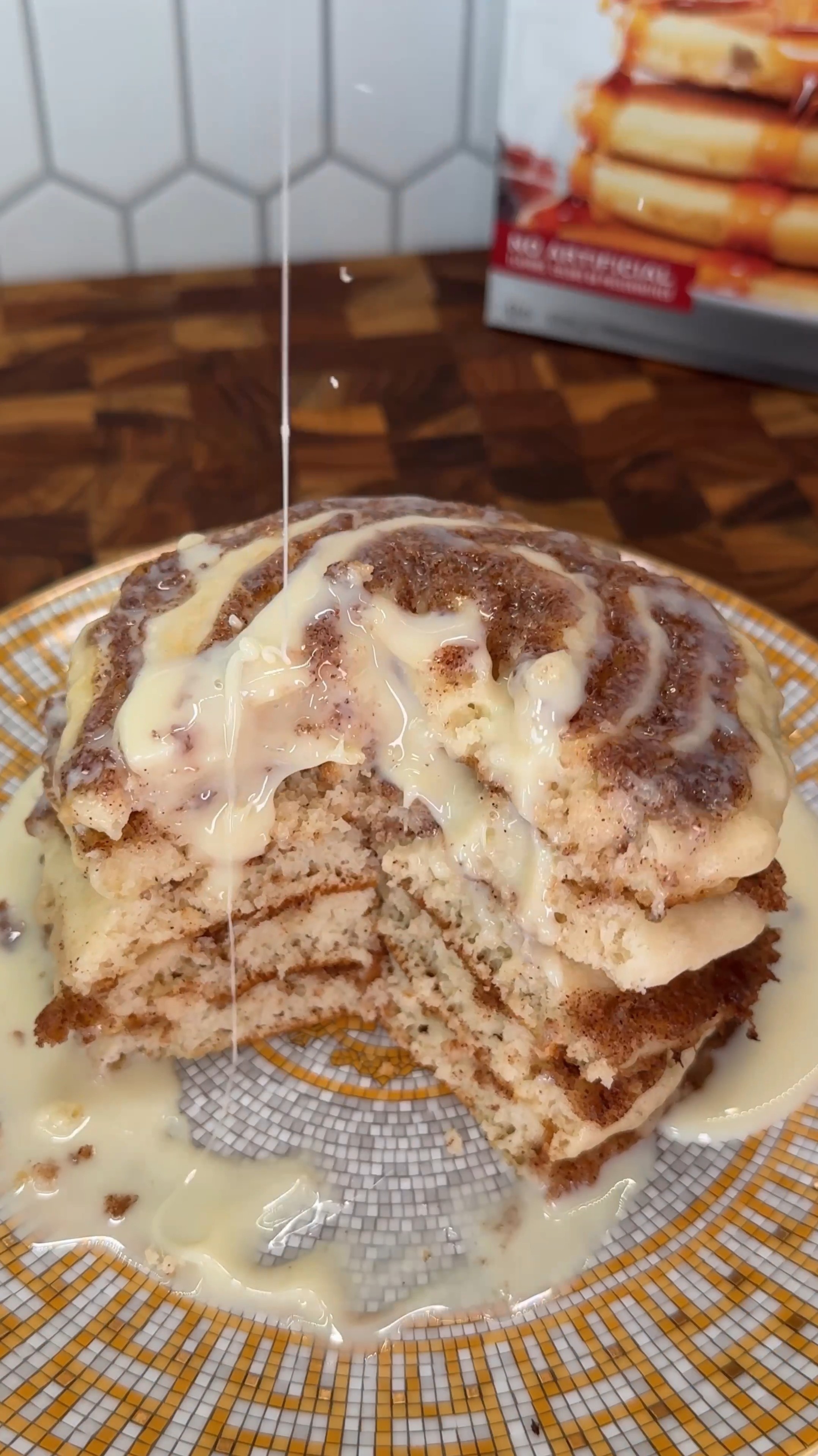 Cinnamon roll pancakes made easy