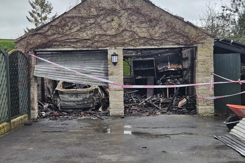 Garage and everything inside completely destroyed by fire