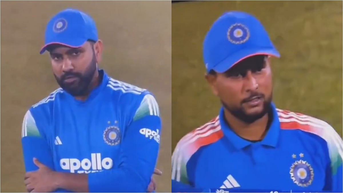 Rohit Sharma’s fierce glare at Kuldeep Yadav expressing frustration ...