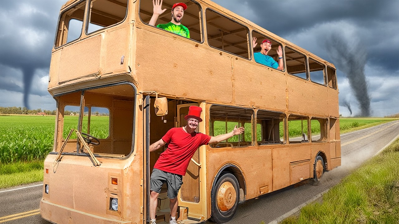 I lived in a massive cardboard bus for a day