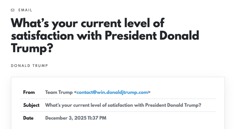 Trump donation poll lists 25% approval rating option