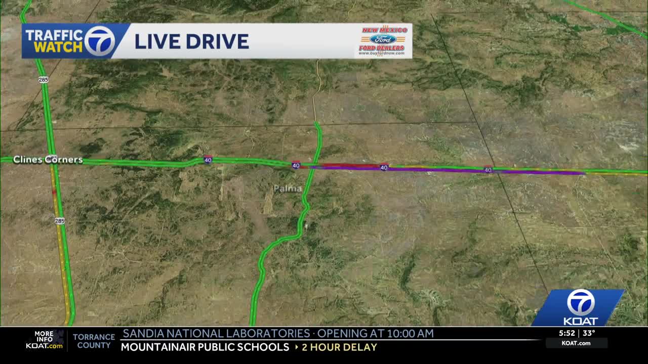 Interstate 40 closed due to crash near Clines Corners