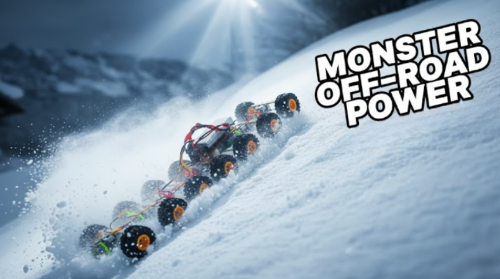 Extreme off-road adventure with a 14-wheel drive crawler