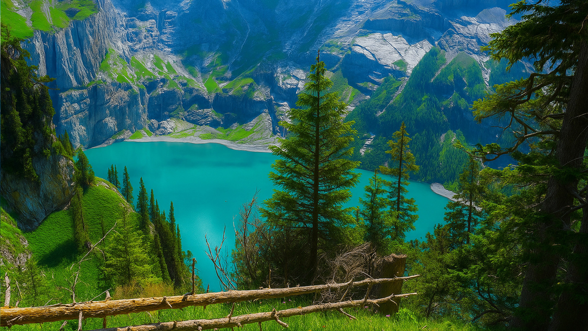 Oeschinensee Suiza: Paseo escénico por el lago en Kandersteg (4K)