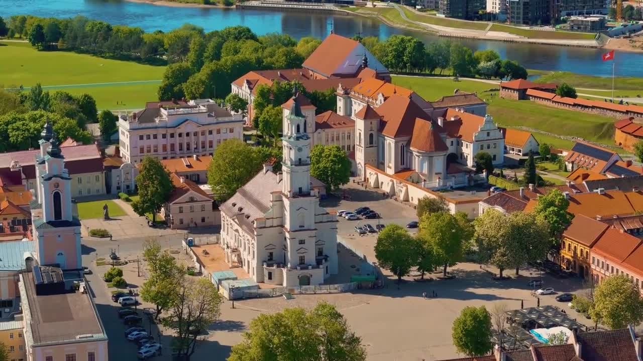 Kaunas, Lithuania: Drone tour of historic Town Hall Square