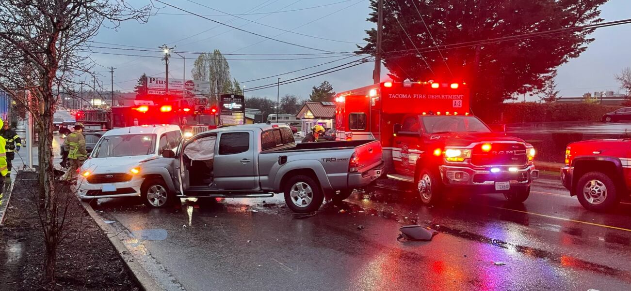 Three-car crash in Tacoma lands two people in the hospital