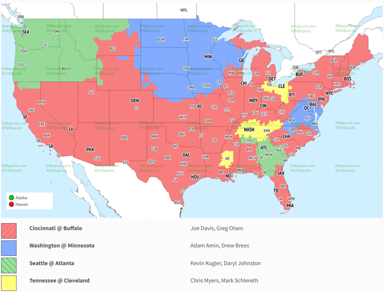 Cleveland Browns vs. Tennessee Titans: Week 14 TV map