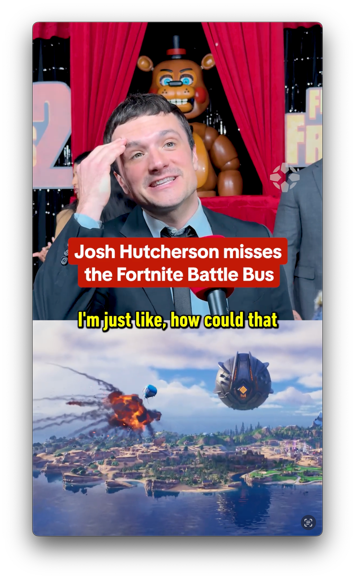 Josh Hutcherson misses the Fortnite battle bus in the new chapter seven