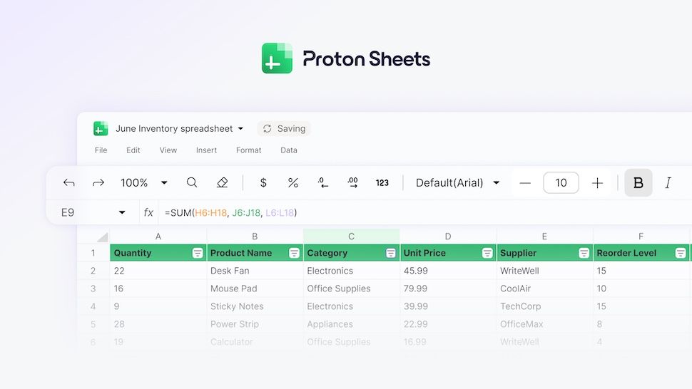 Watch out Google Sheets... Proton has just launched a new, secure ...
