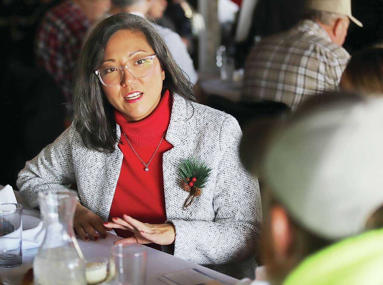 State comptroller candidate Holly Kim meets supporters in Edwardsville