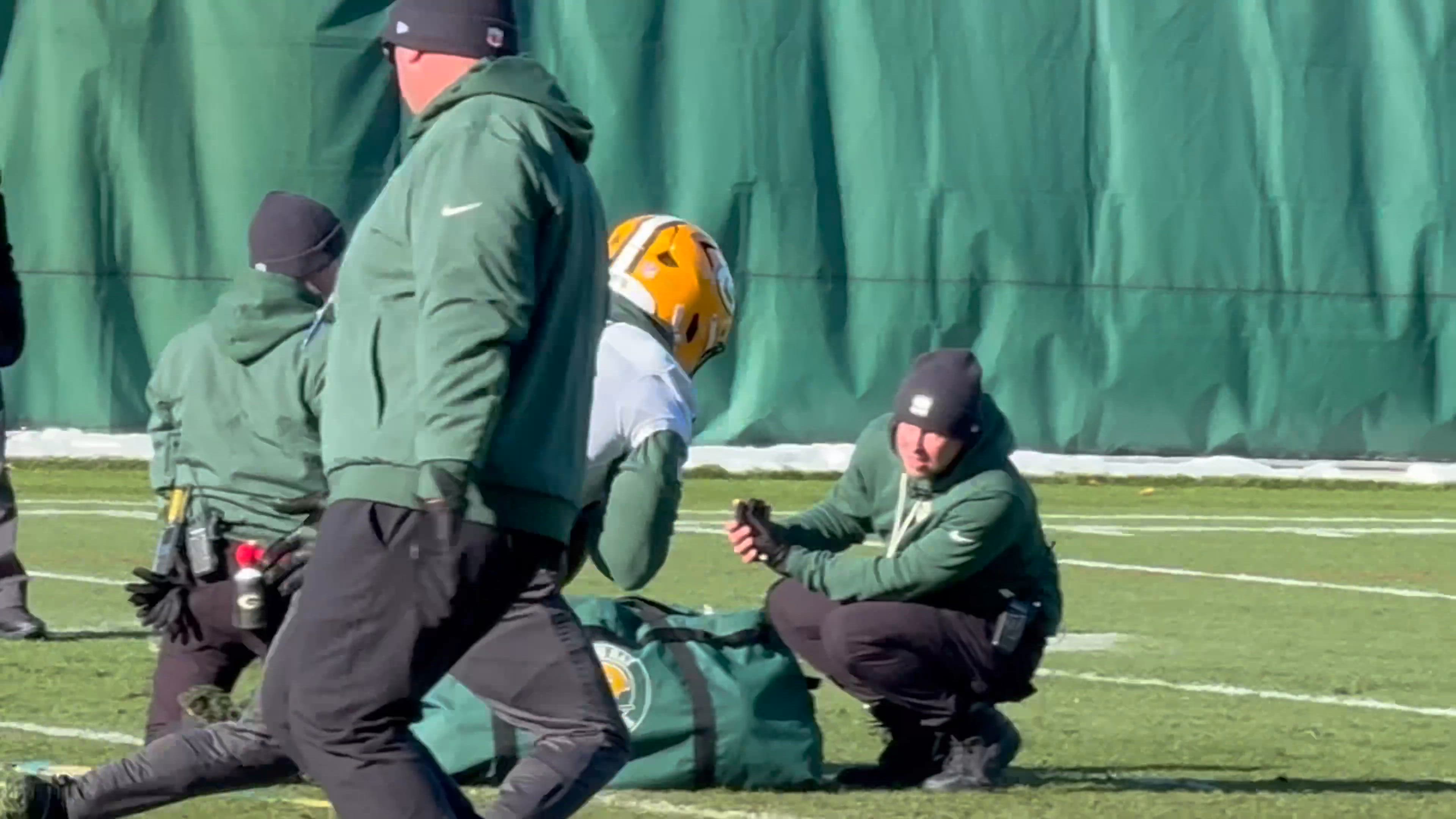 Packers running backs at practice on Thursday
