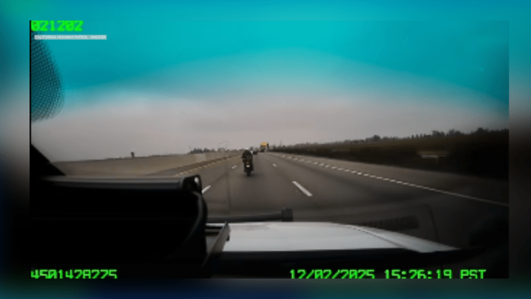 Watch: Chase ends as motorcyclist flees CHP on Hwy 99