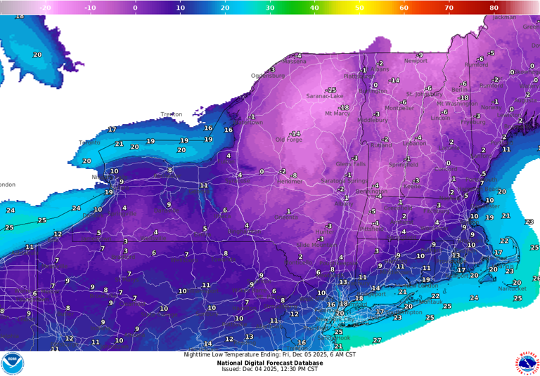 New York to see coldest temps in US. Maps show where, how cold