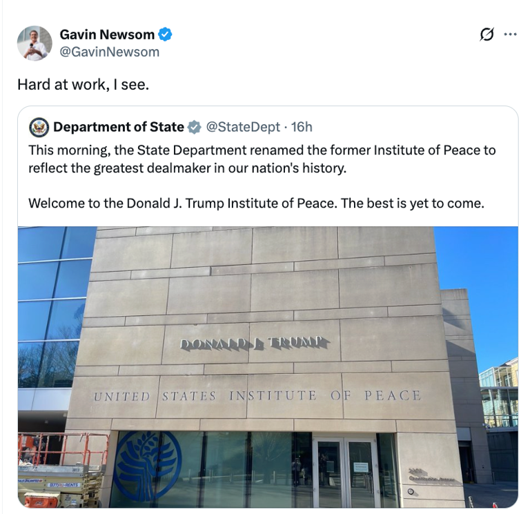 Gavin Newsom’s reaction to Trump rebranding a federal building is going ...